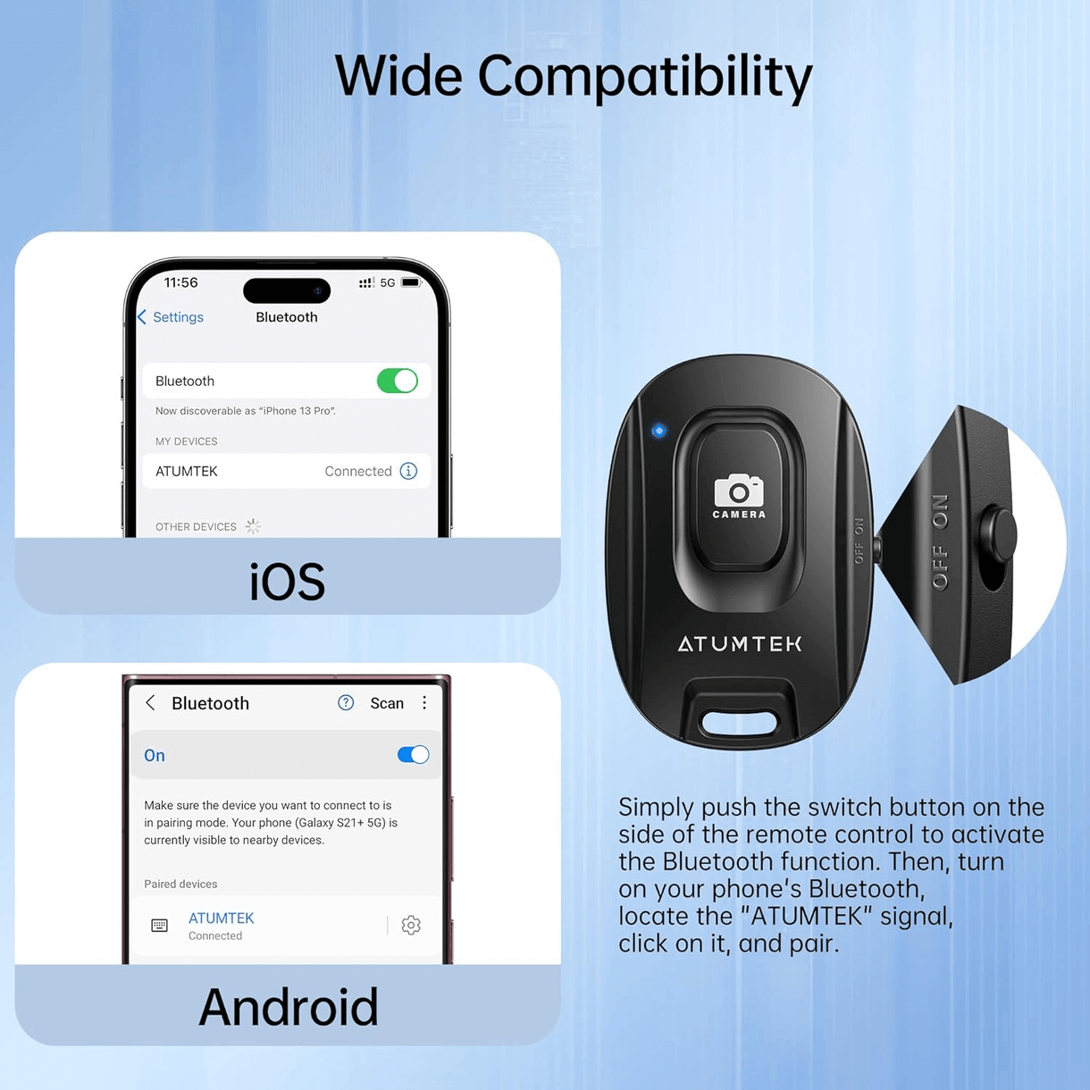 Bluetooth Selfie Remote Control - Capture Photos & Videos Easily