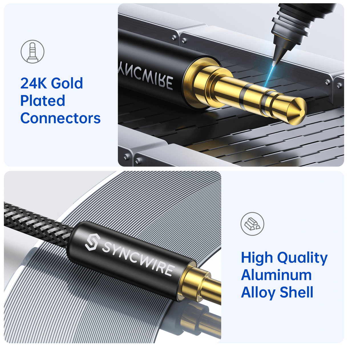Syncwire 3.5mm Nylon Braided Audio Cable- High-Quality Sound